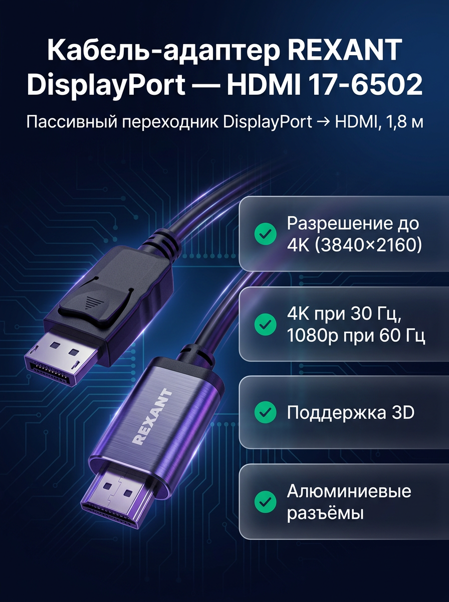 DisplayPort - HDMI 1.8м
