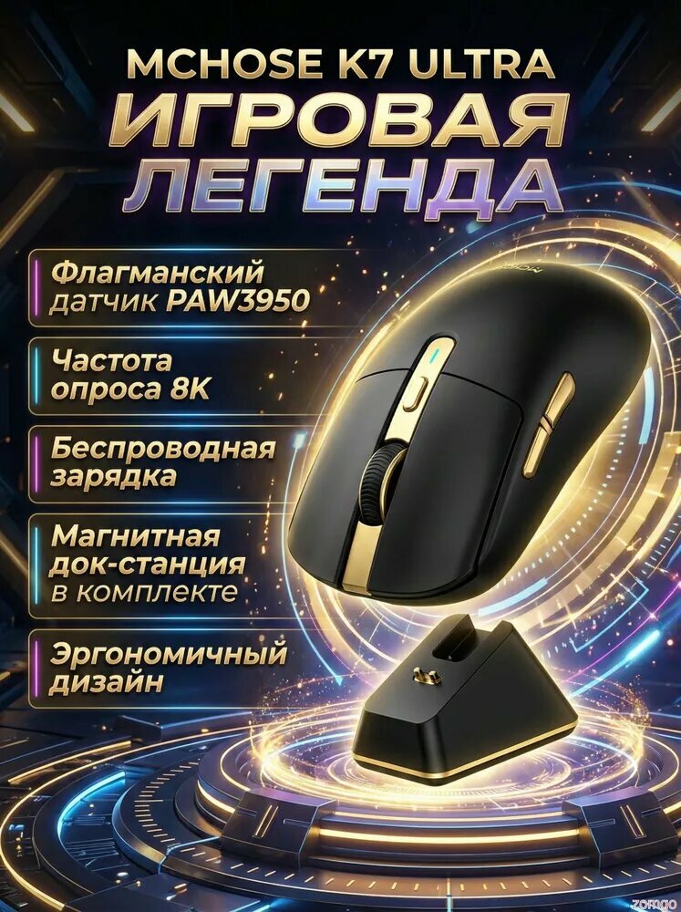 Игровая мышь беспроводная K7 Ultra PAW3950, черный
