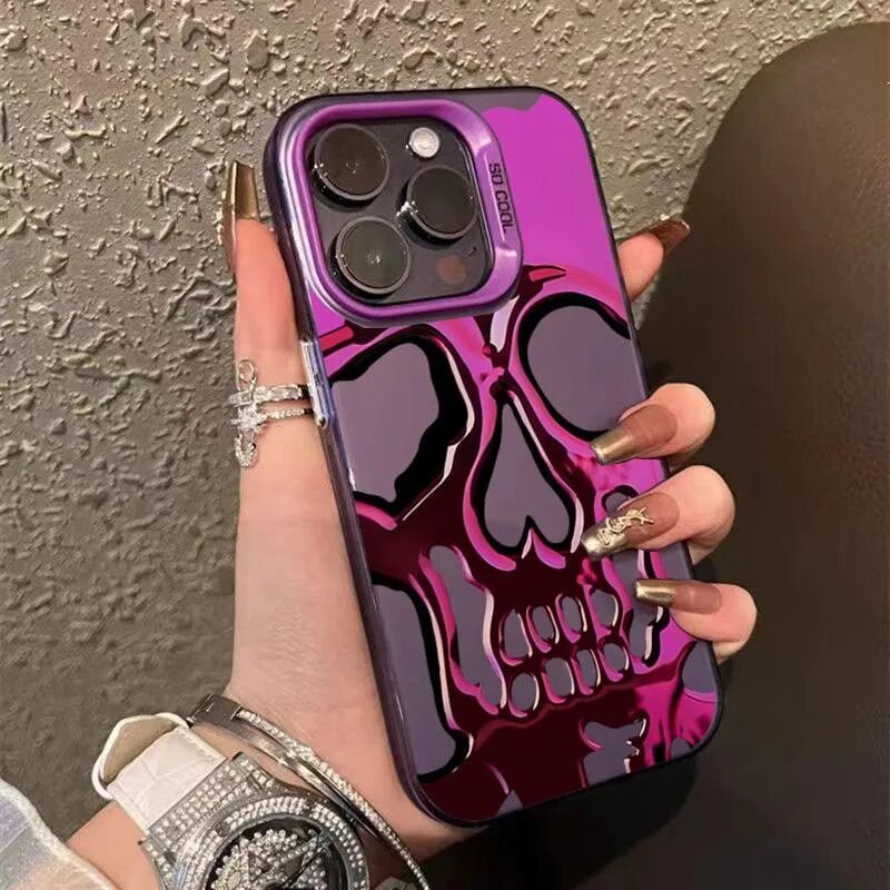 Чехол Frenzy цвета черепа для iPhone 17 Pro 16, 15, 14, 13, 12, 11 Pro Max XR, защитный чехол для экрана, противоударный корпус