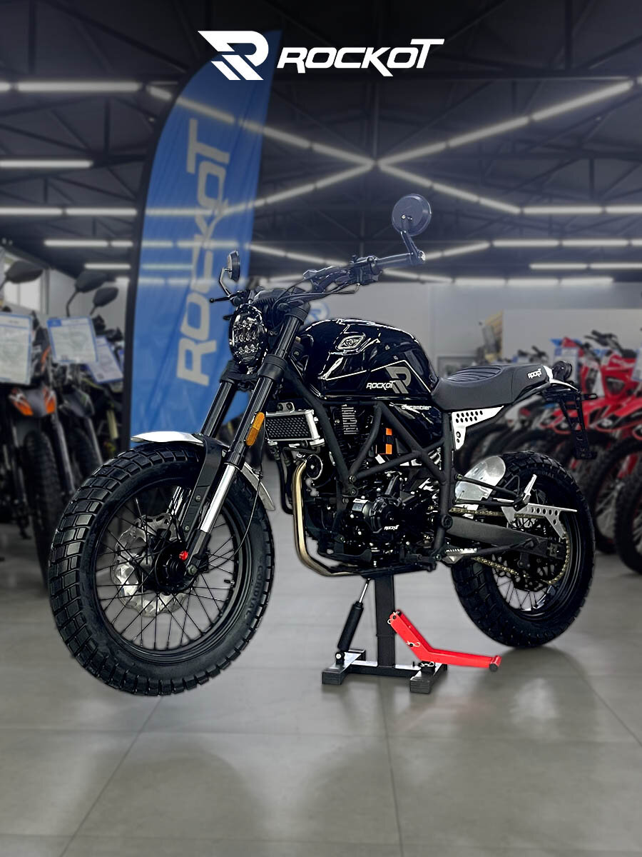 Мотоцикл ROCKOT SCRAMBLER, 250 куб. см, 24 л. с, 16 л, (черный глянцевый)