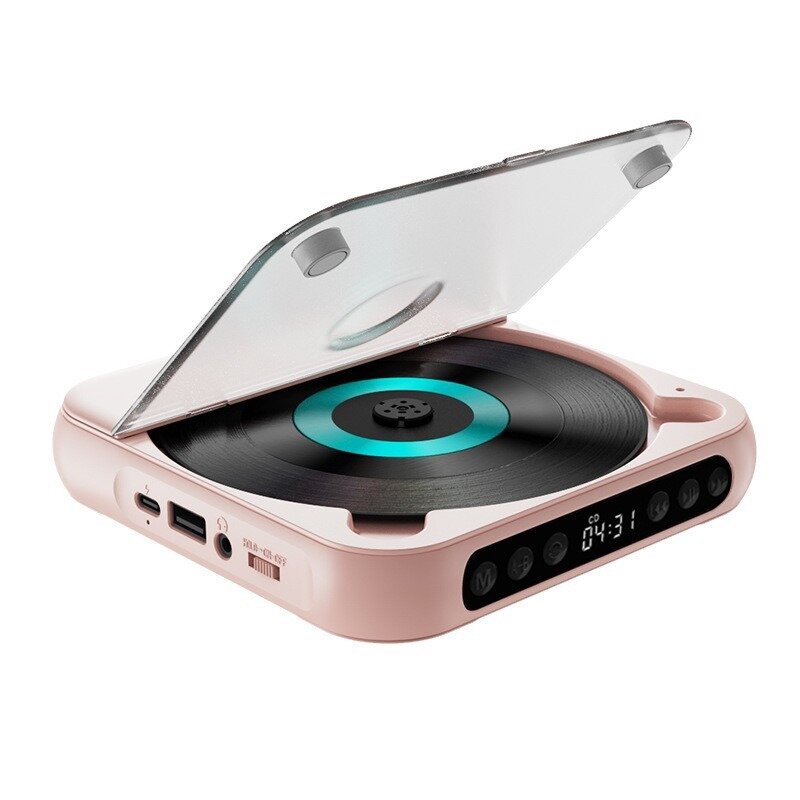 CD-проигрыватель портативный мини с Bluetooth, CD-плеер с USB, MP3, аккумулятором и наушниками