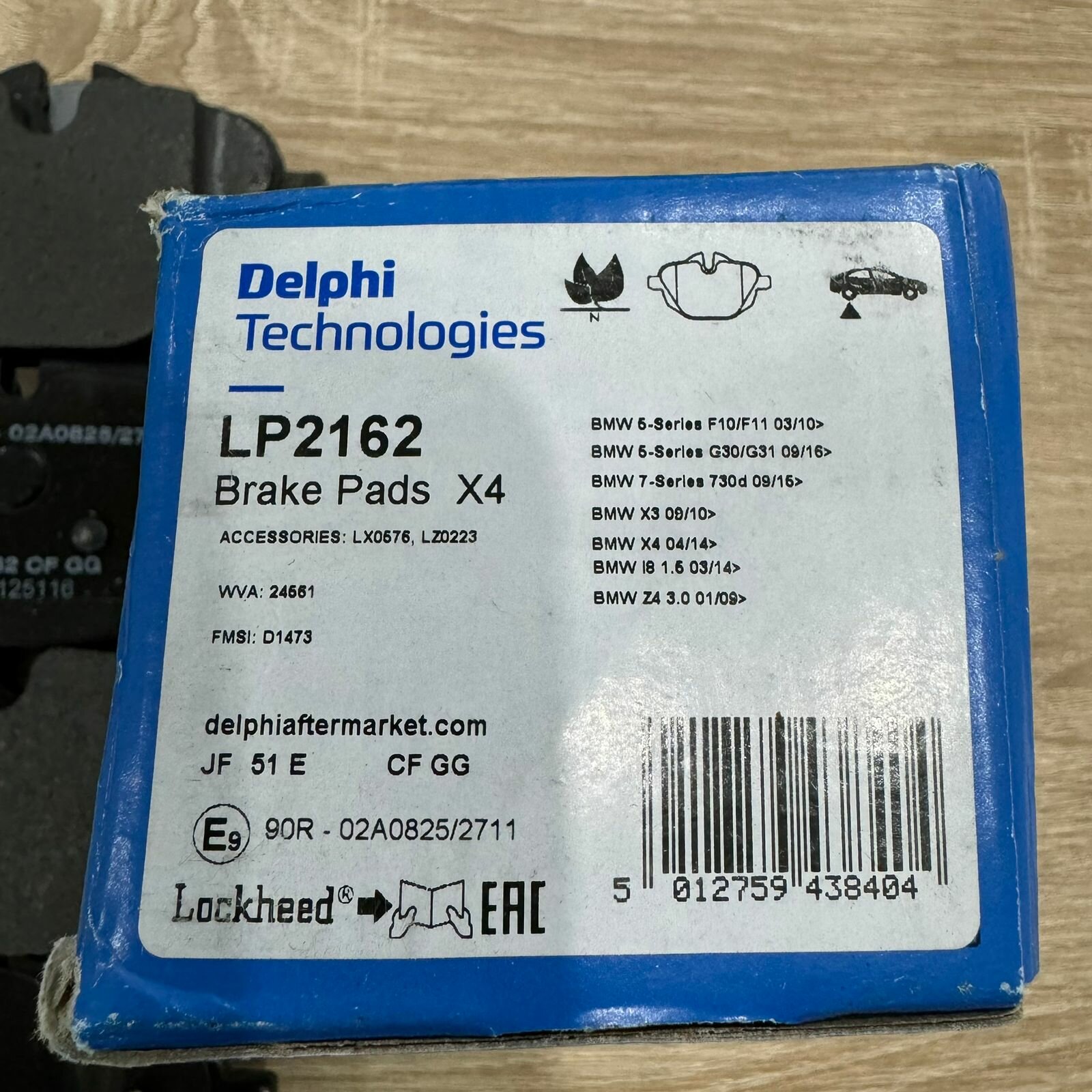 Колодки тормозные задние дисковые DELPHI LP2162 BMW 5-серия F10/F11 (2009-2016), BMW X3 F25 (2010>)
