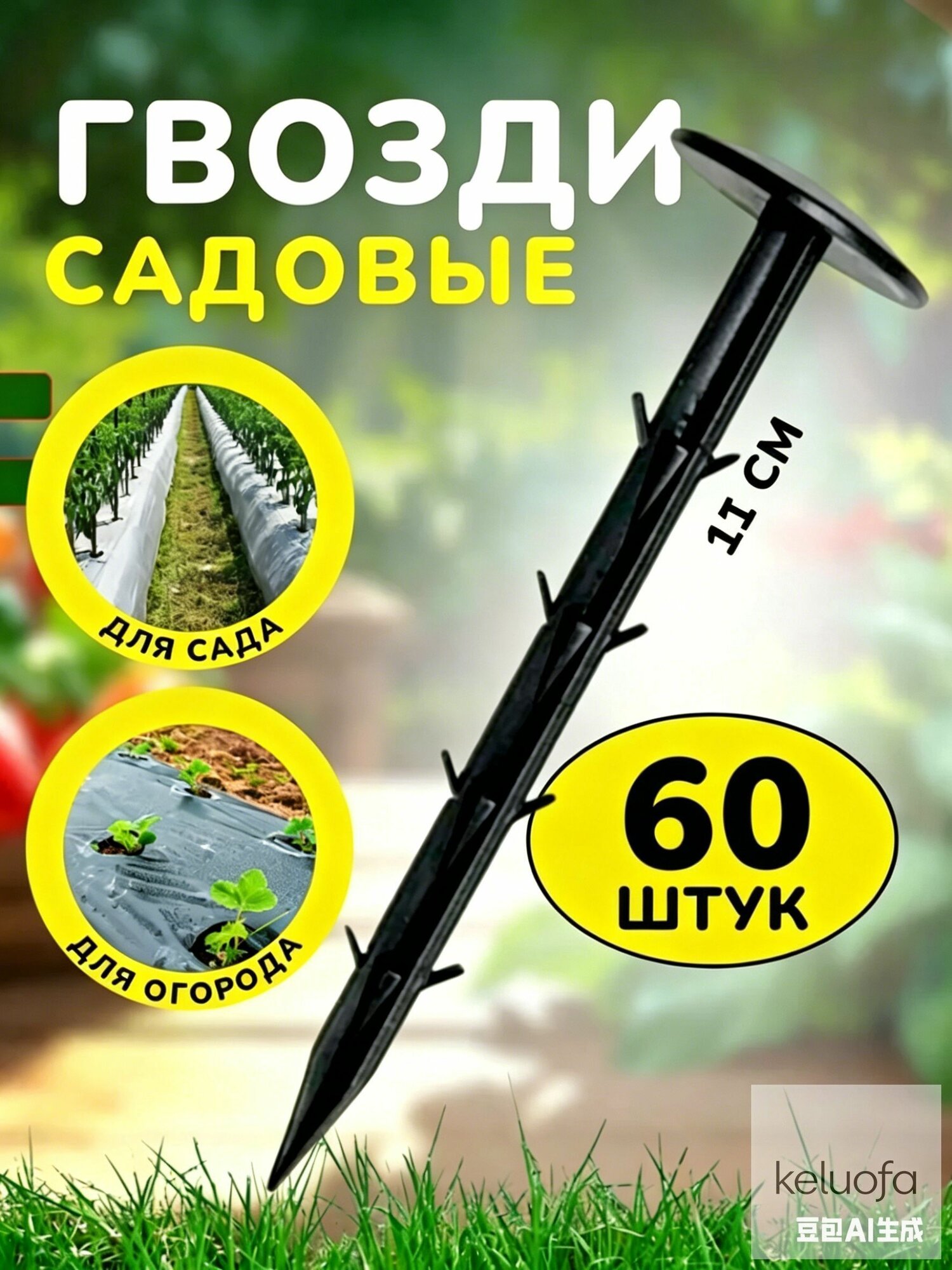 Скобы садовые, Оцинкованный металл, 60 шт
