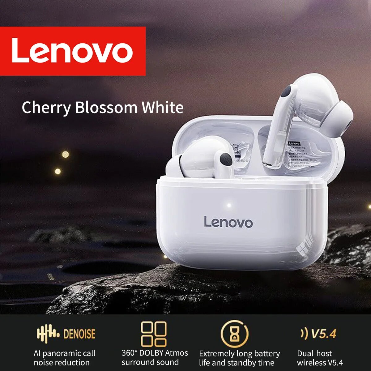 Lenovo Cherry Blossom White Беспроводные наушники