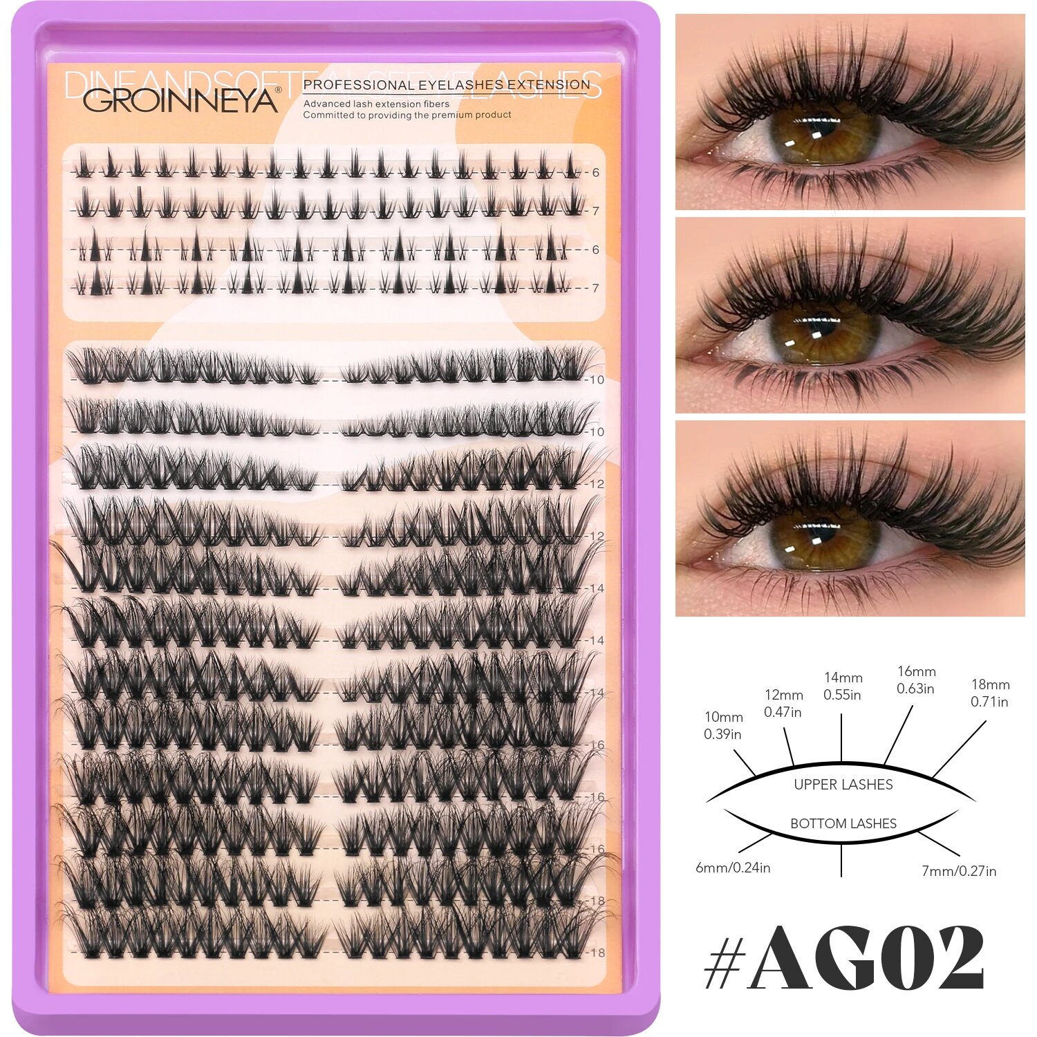 GROINNEYA Fluffy Cluster накладные ресницы 3-в-1 MIX LASH-AG02