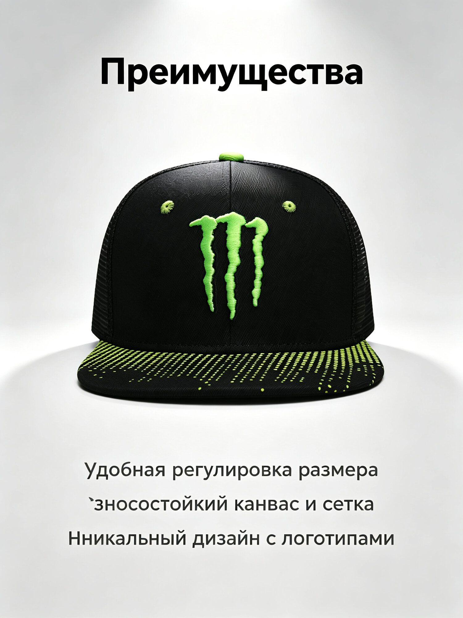 Кепка Monster Energy с регулировочной застежкой сзади, обхват 52-62 см, универсальная спортивная бейсболка,52-62cm, ветрозащитный, хлопок, охота, тактическое, рыбалка, защита лица, мужской, женский, лето, зима