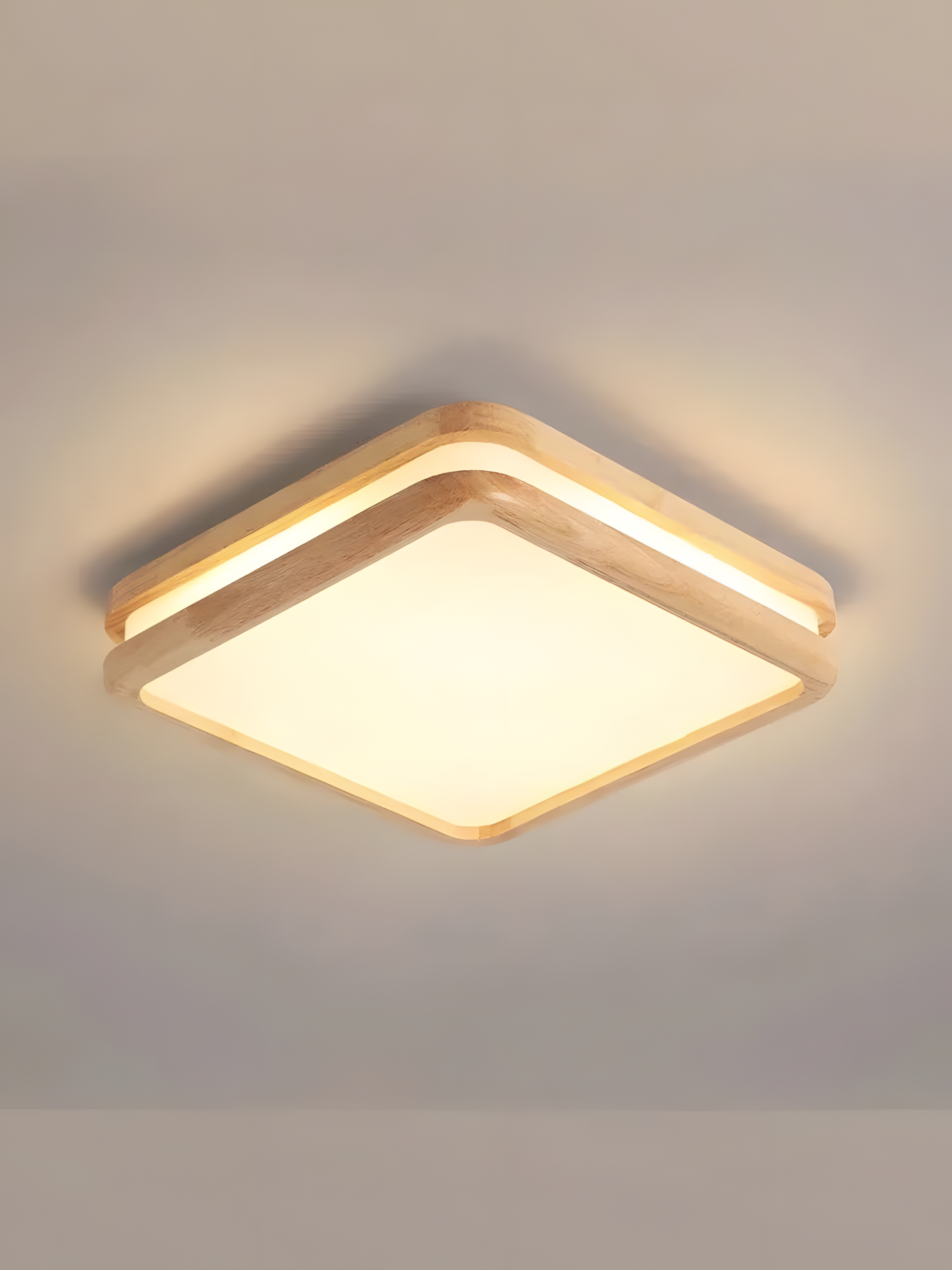Квадратная люстра LED 30 Вт потолочная деревянная светильник для гостиной 300х300мм