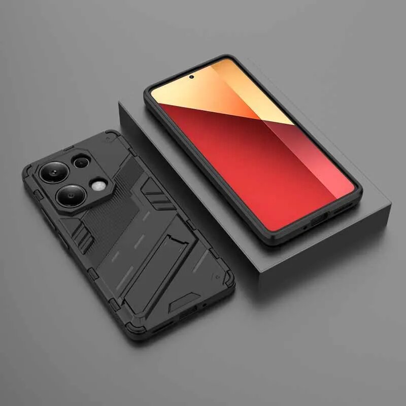 Чехол Fundas для POCO M6 Pro 4G, бронированный держатель, задняя крышка Черный, Black, POCO M3 Pro