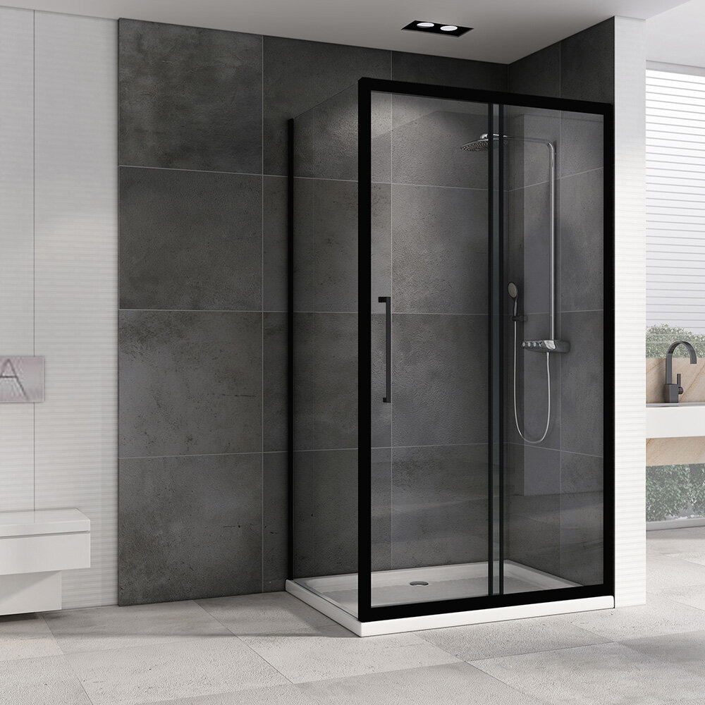 Душевой уголок Abber Schwarzer Diamant AG30100BH-S60B 100x60, профиль черный, стекло прозрачное
