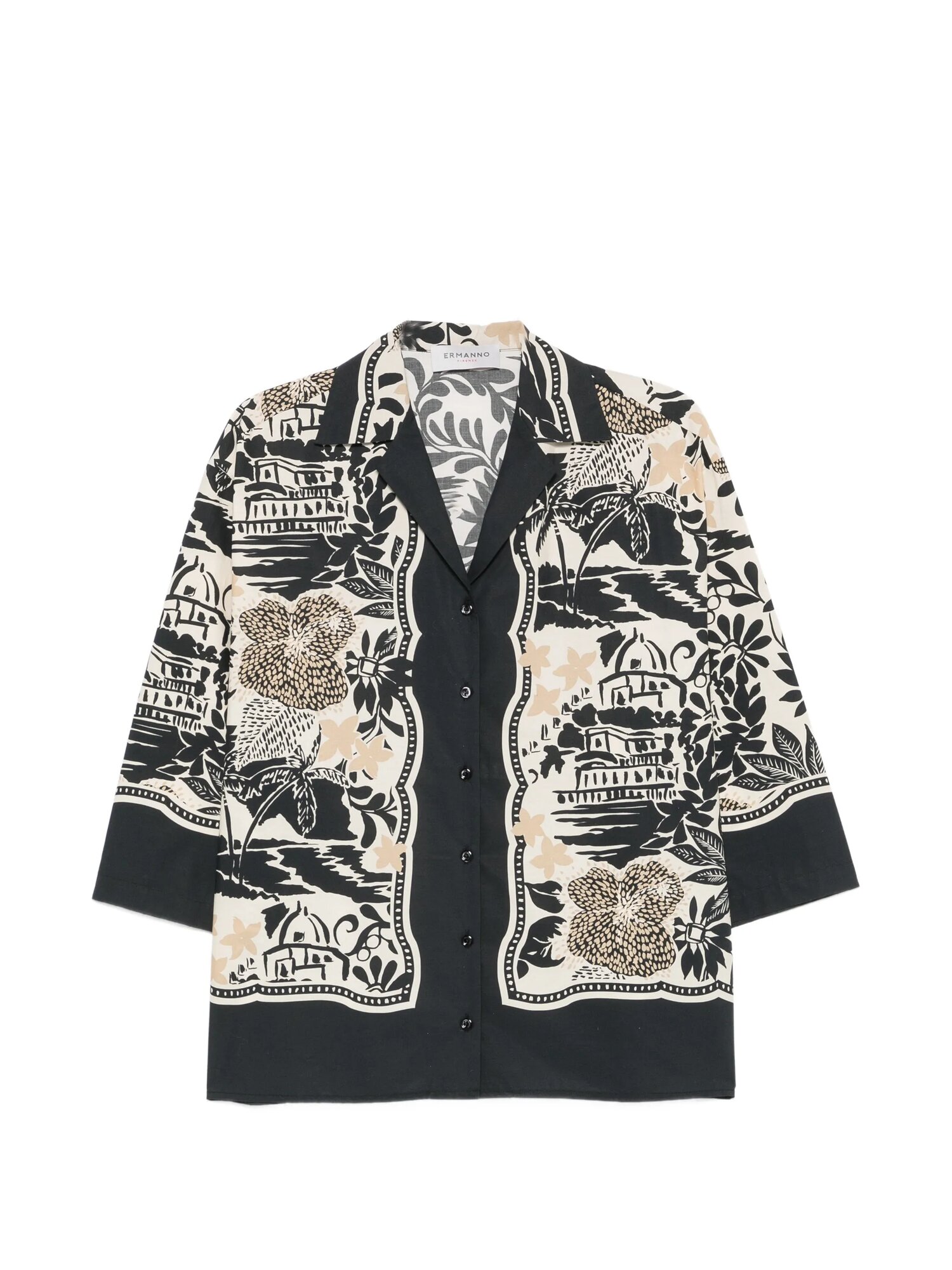 Рубашка Graphic-print notch-lapel shirt