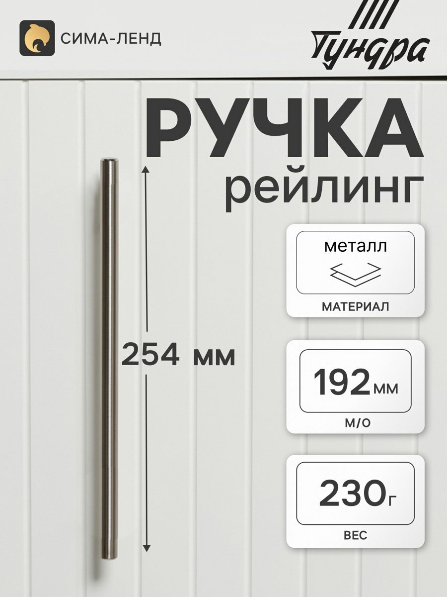 Ручка-рейлинг BISTRO, d=12 мм, м/о 192 мм, цвет сатиновый никель