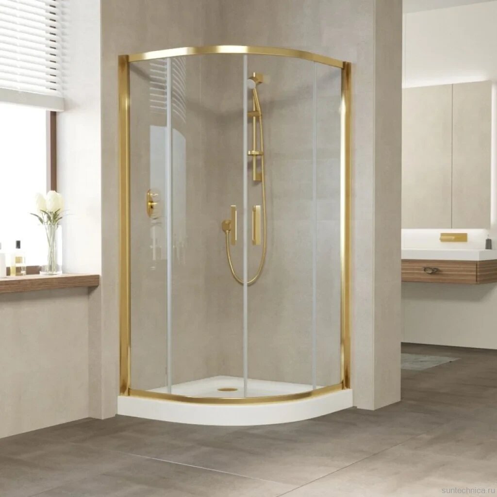 Душевой уголок Vegas Glass ZS Tur Novo 120 09 01 профиль золото, стекло прозрачное