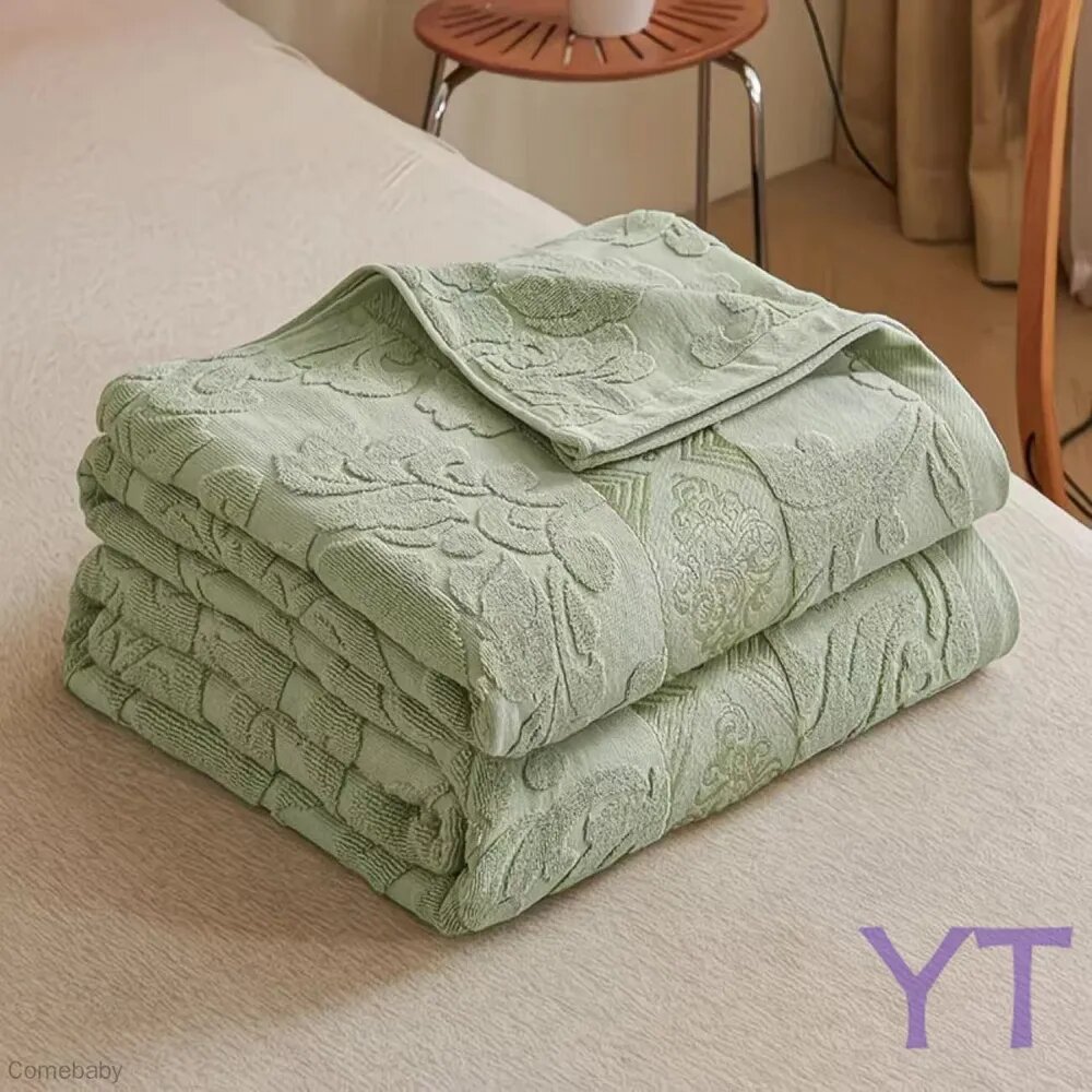 Простыня 200x230 см махровая ткань, оливковый узоры