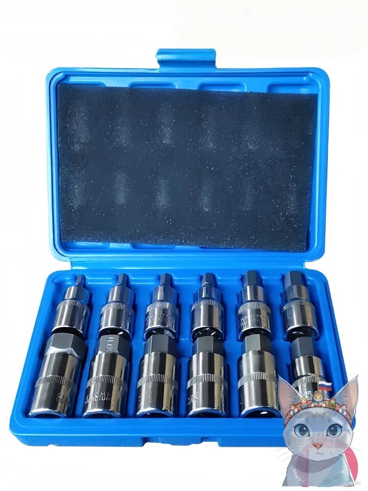 Набор торцевых головок с шестигранной головкой 12шт 1/2",5-20mm