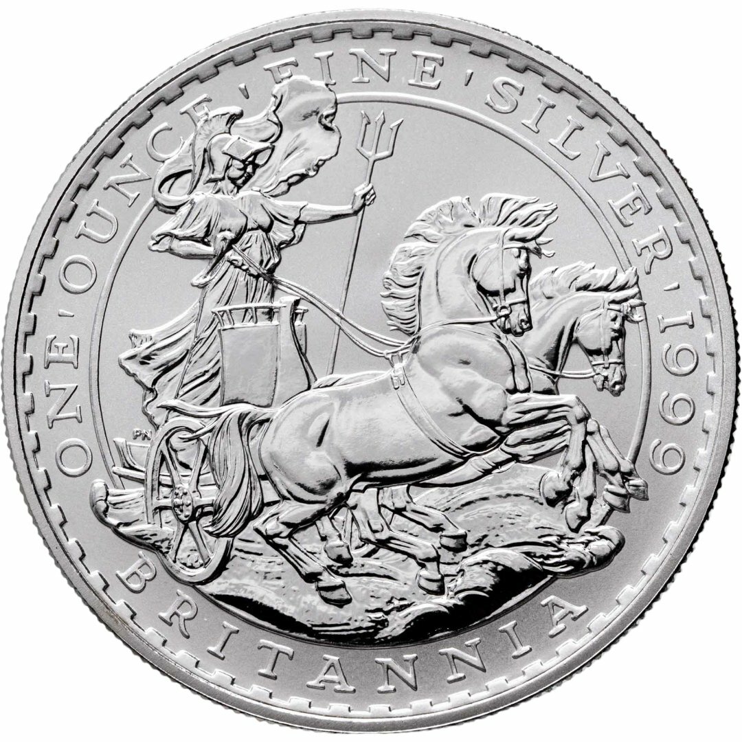 Великобритания 2 фунта 1999 UNC "Британия на колеснице", Серебро 958