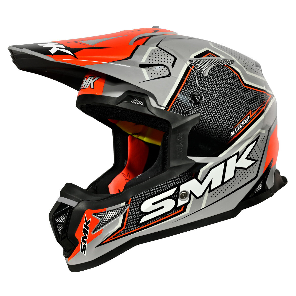 SMK Мотошлем Allterra Maverix, цвет Серый/Красный/Черный GL627, Размер XL