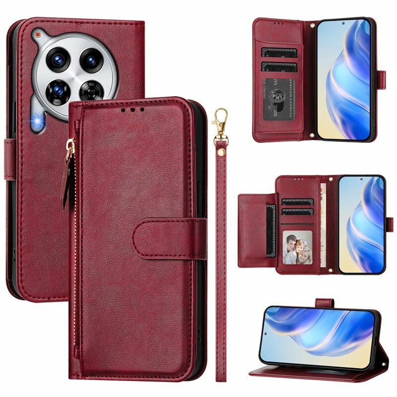 Чехол-книжка для Tecno Camon 30 Premier (Техно Камон 30 Premier) с кошельком на молнии. Мягкий силикон, полная защита, ударостойкий, беспроводная зарядка