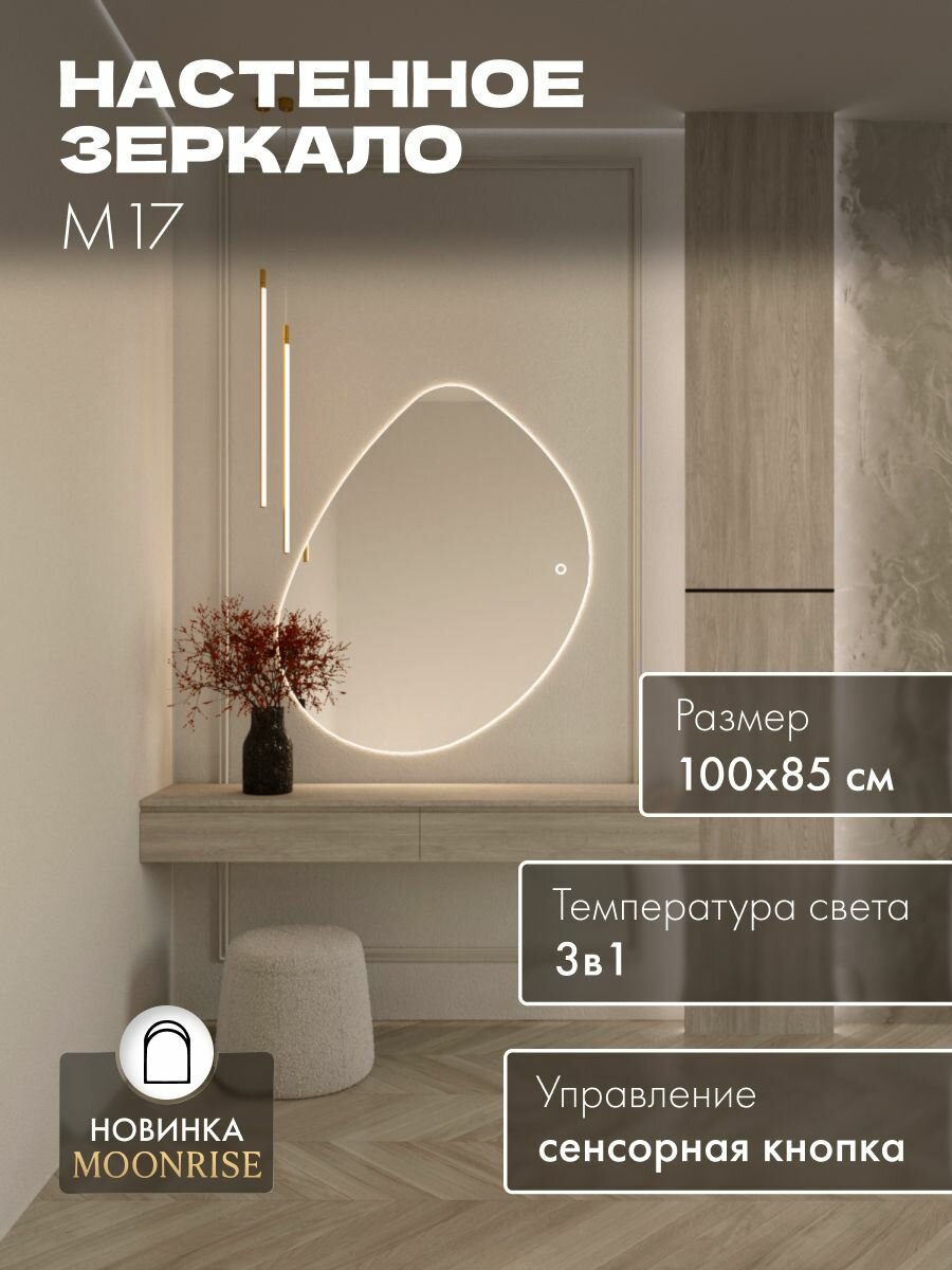 Зеркало настенное 100х85 см. сенсорное фигурное с подсветкой М17 MOONRISE