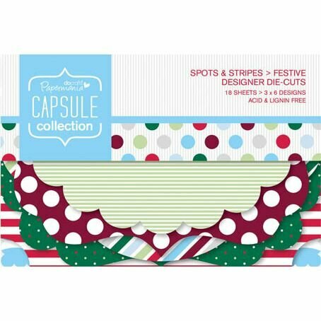 Набор бумаги docrafts "Papermania", Spots & Stripes, Festive, с фигурным краем, 18 шт