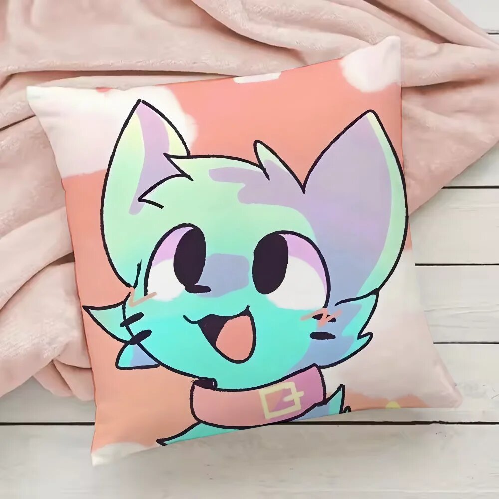 Boykisser Silly Cat Cute Pillow Case Pillowcase Anti-dustmite Pillow Invisible zipper silky short plush Sofa cushion cover