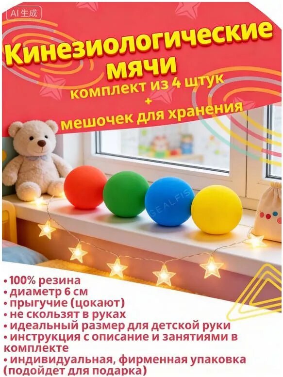 Набор кинезиологических мячей из 4 штук