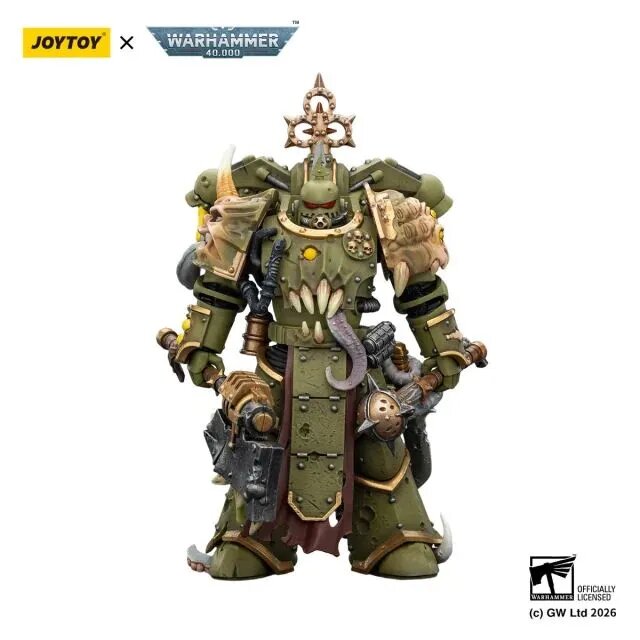 Подвижная фигурка JOYTOY Warhammer Death Guard Plague Marine with Bubotic axe and Plague Knife Legion коллекция игрушек