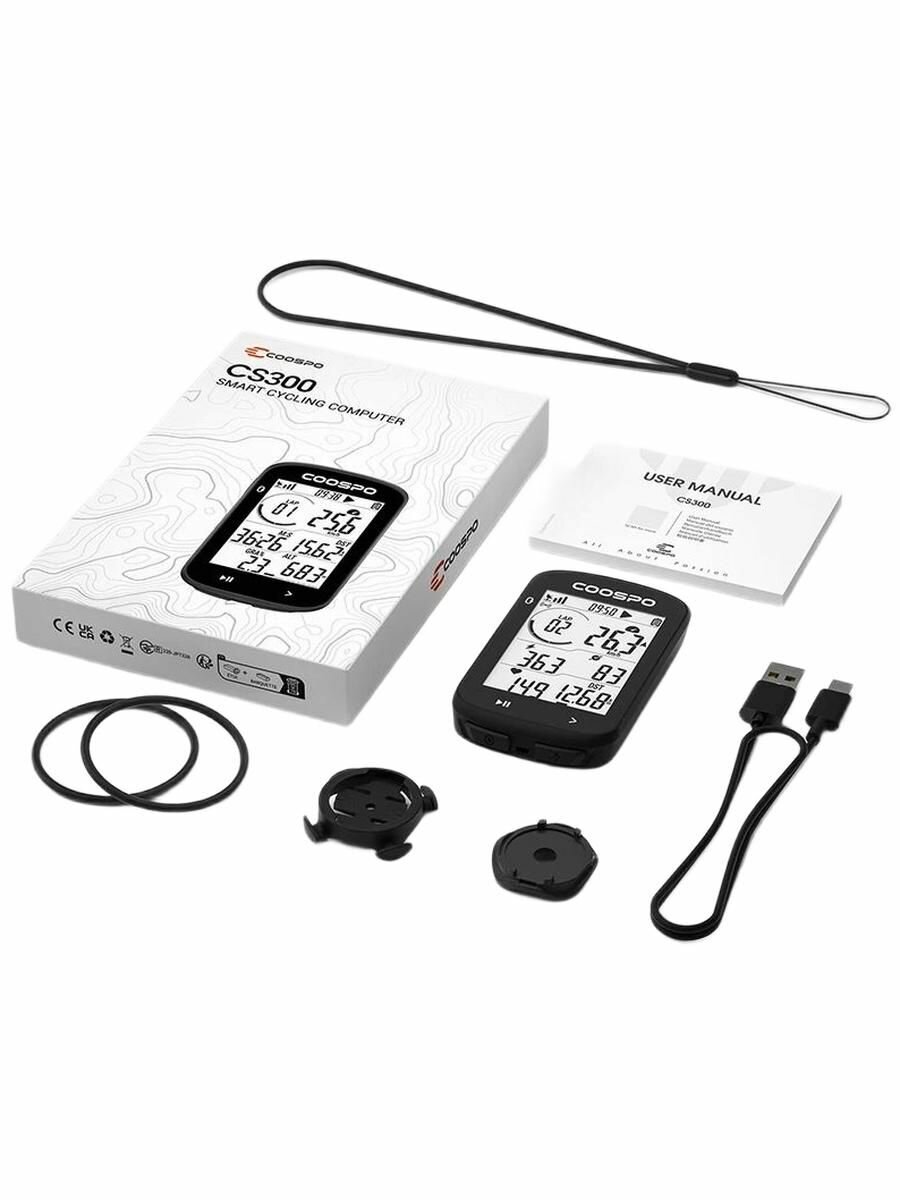 Велокомпьютер, Спидометр, Одометр CooSpo CS300 беспроводной GPS Bluetooth ANT+ Водонепроницаемый IPX7 Дисплей 2.6 Дюйма Велосипедный компьютер