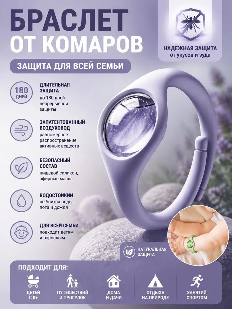 Ремешок-браслет от комаров силиконовый, водонепроницаемый, для детей и взрослых, регулируемый