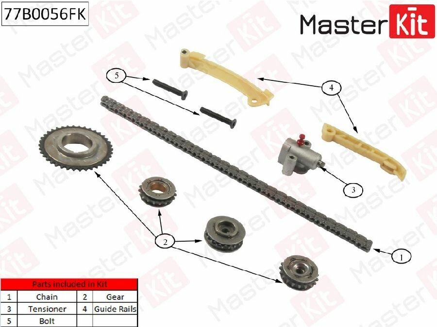 Комплект цепи ГРМ Saab 9-3/9-5 2.0-2.3 B203/B235/B205E 97-02, MASTERKIT 77B0056FK