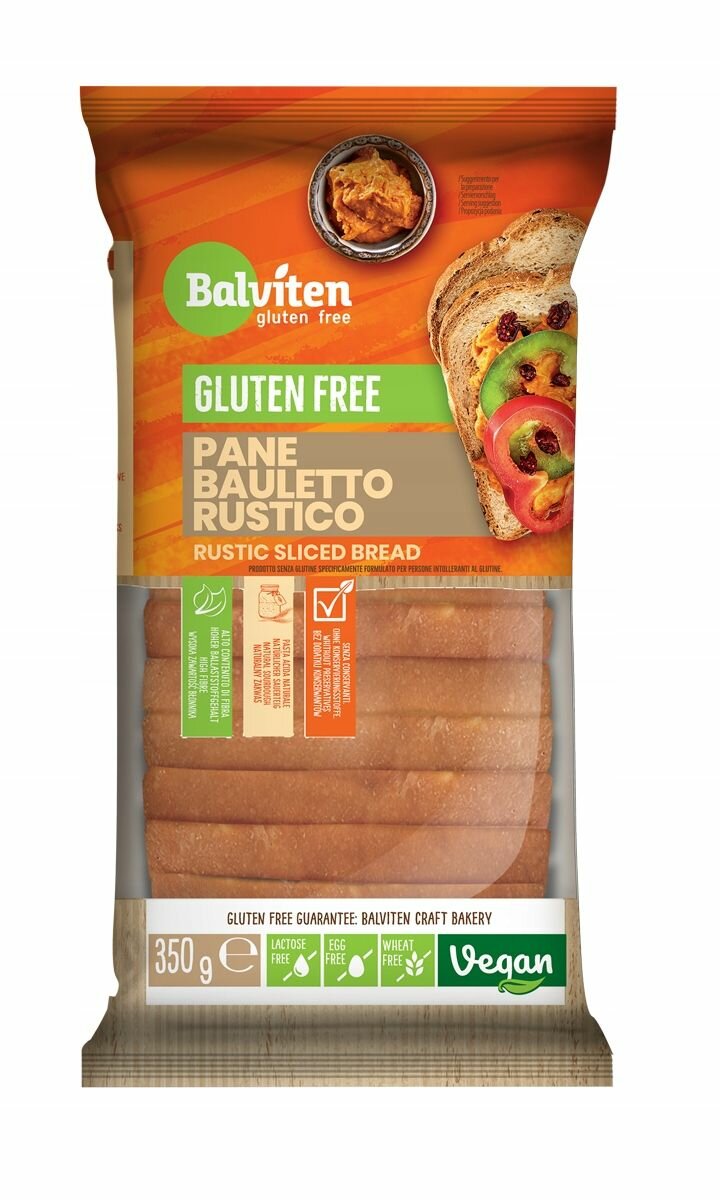 Нарезанный хлеб с семенами Balviten Pane Bauletto Rustico без глютена 2 шт x 350г