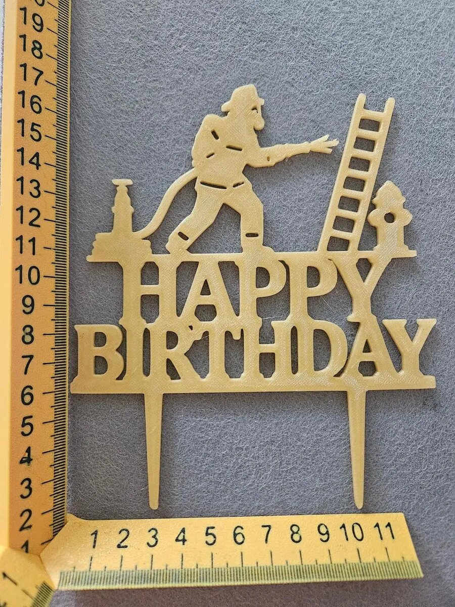 Топпер для торта Пожарник Happy Birthday