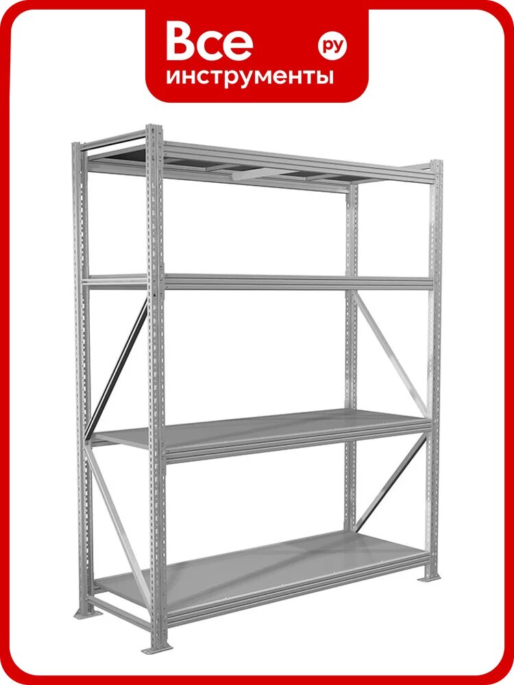 Стеллаж практик MS Pro S31399462458, металлический, 200x180 см, 4 полки, серый