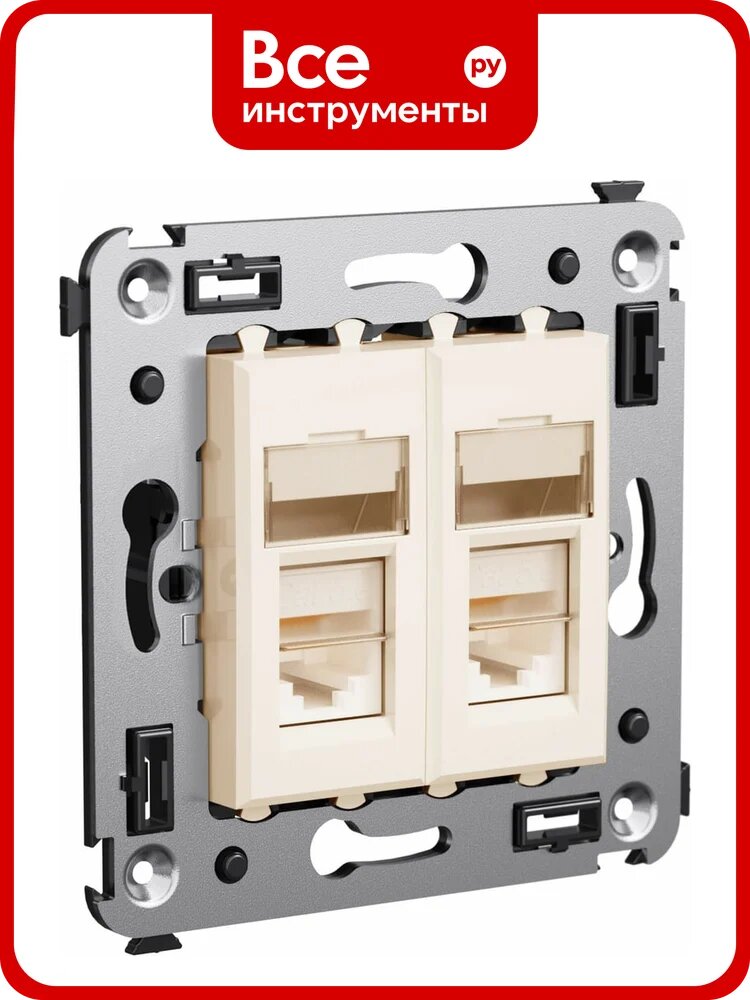 Двойная розетка DKC, Avanti RJ45 в стену, 5e, ванильная дымка 4405464