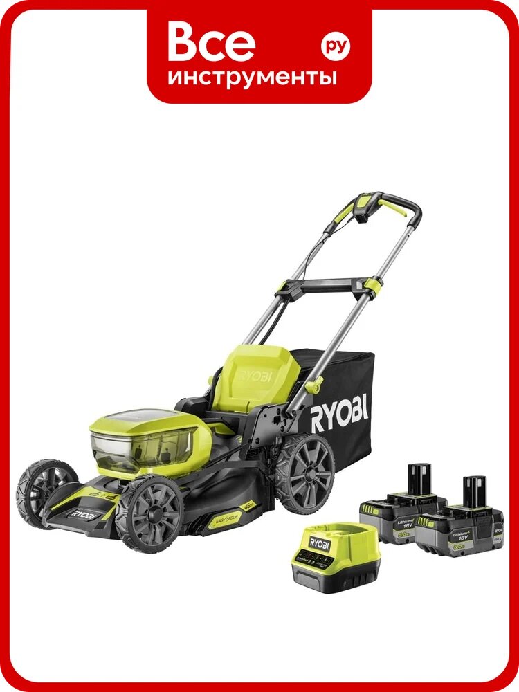Аккумуляторная бесщеточная газонокосилка Ryobi 18В RY18LMX46A-250, 46см, садовых работ