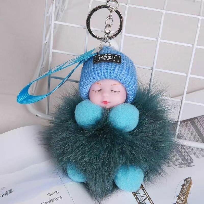 Сумка-игрушка для сна из лисьей шерсти fox fur, лазурный