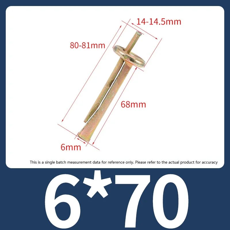 Расширительный гвоздь M6 цинковый углеродистая сталь 10pcs, M6x70mm