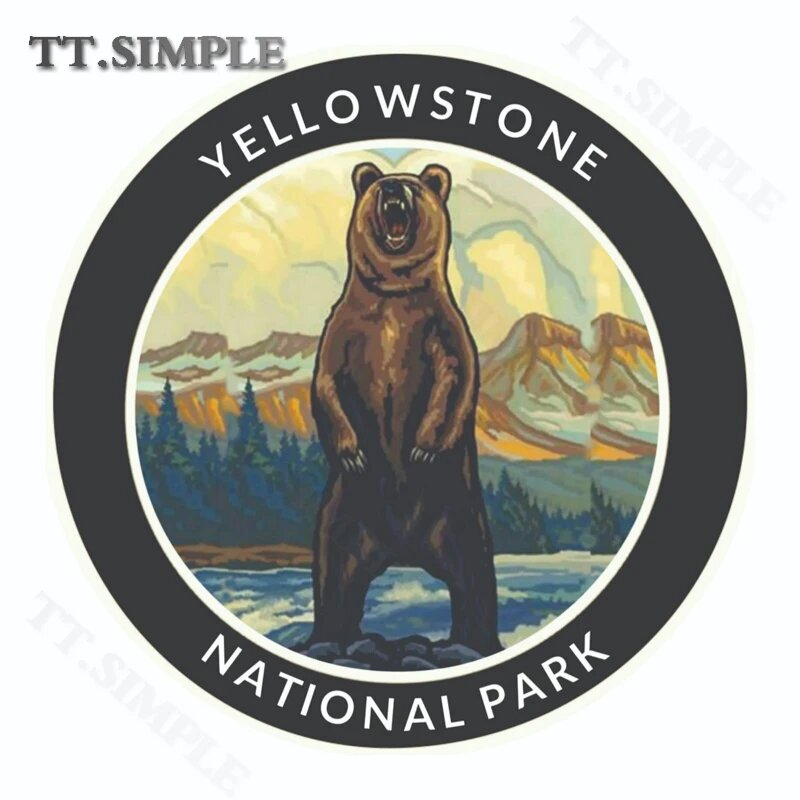 Желтая наклейка Yellowstone National Park, 30см