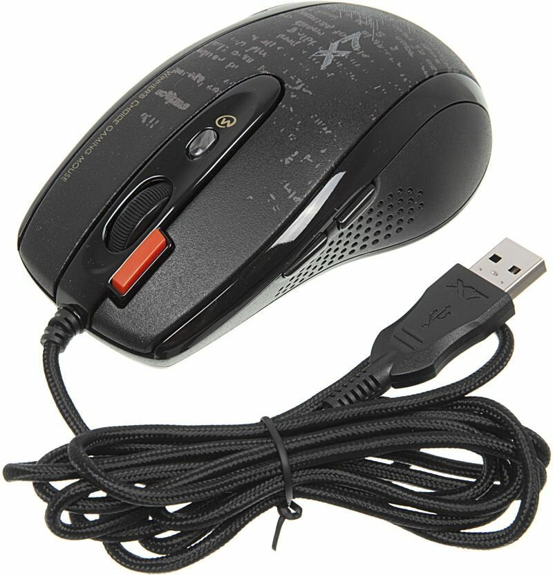 Мышь A4 V-Track F5 черный/рисунок оптическая (3000dpi) USB (6but)