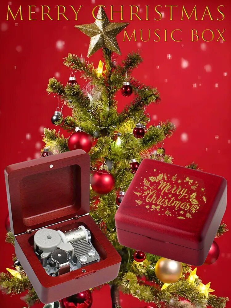 Музыкальная шкатулка с Рождеством, зимний пейзаж, заводная мелодия Merry Christmas, подарок на Новый год и Рождество