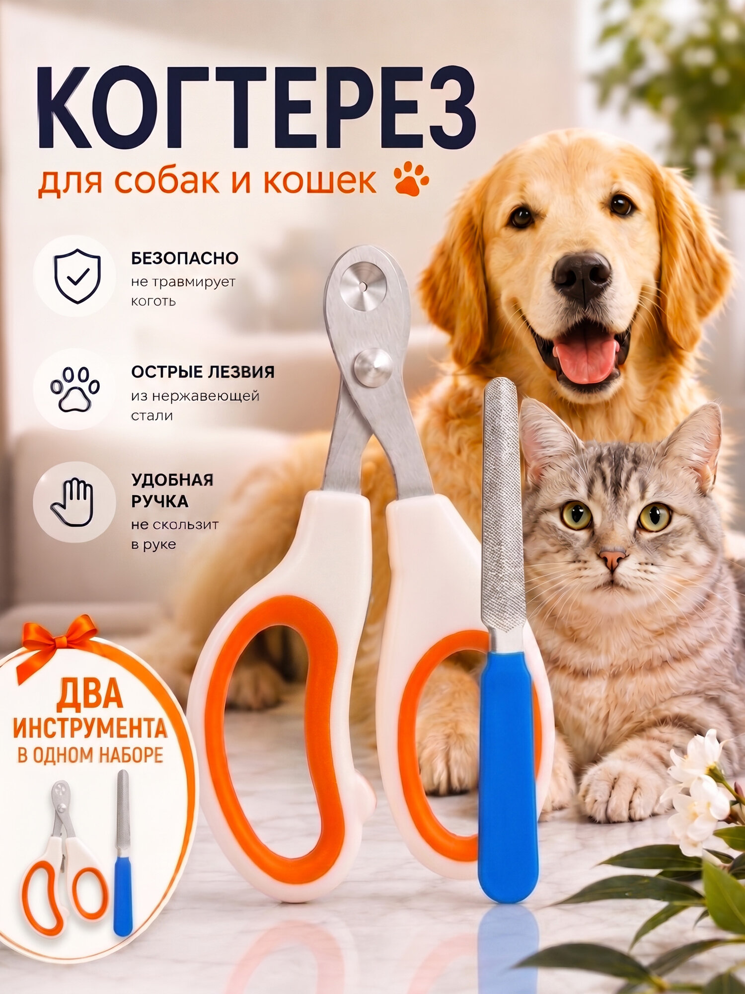 Когтерезка для кошек с ограничителем/ножницы для когтей кошек/ 2 шт стрижка когтей