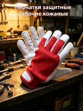 Перчатки защитные рабочие кожаные ; размер: 9; 1 пара