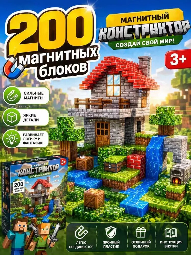 Конструктор Minecraft магнитный 3д