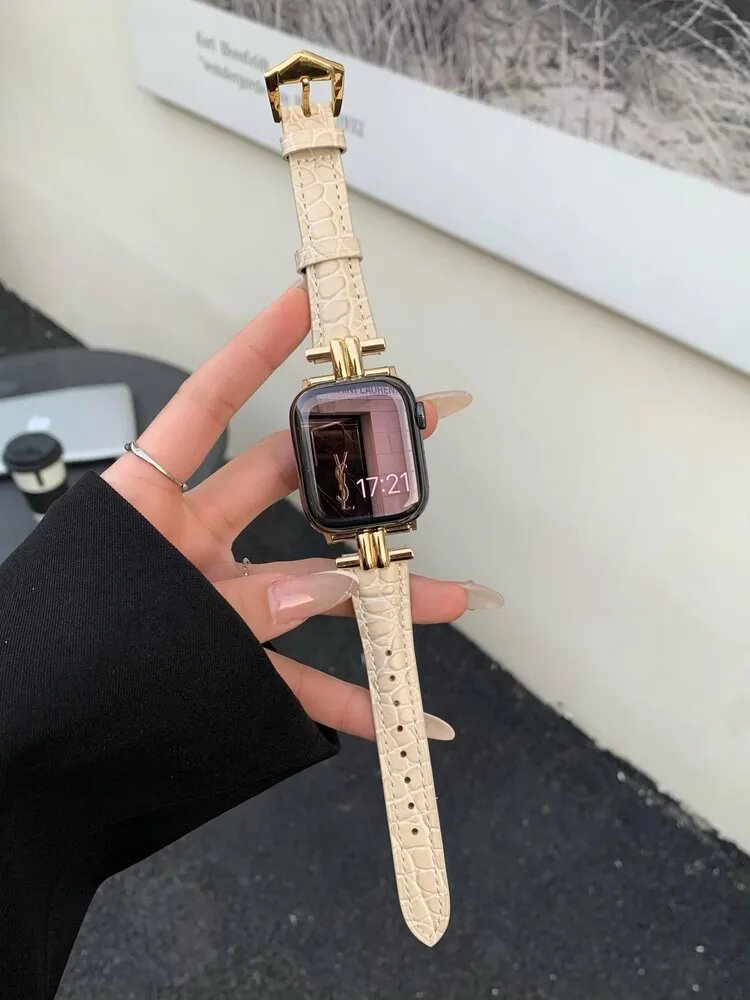 Ремешок с текстурой крокодила, подходит для Apple Watch Series S10987se, креативная металлическая пряжка Arc De Triomphe