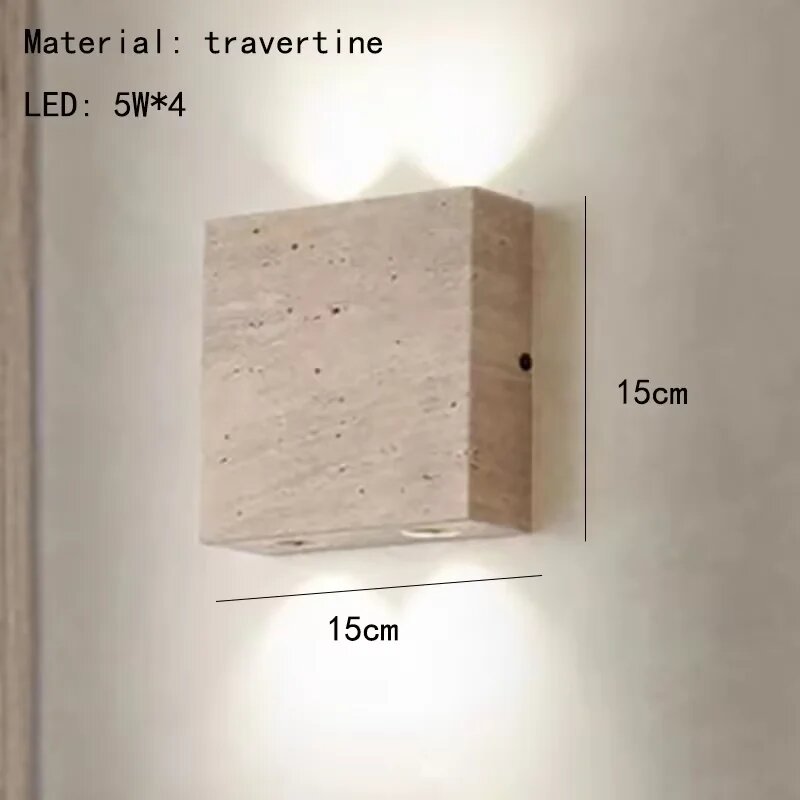 Настенный светильник из травертина, желтый, 5 Вт Cold White, D-15X15cm-4