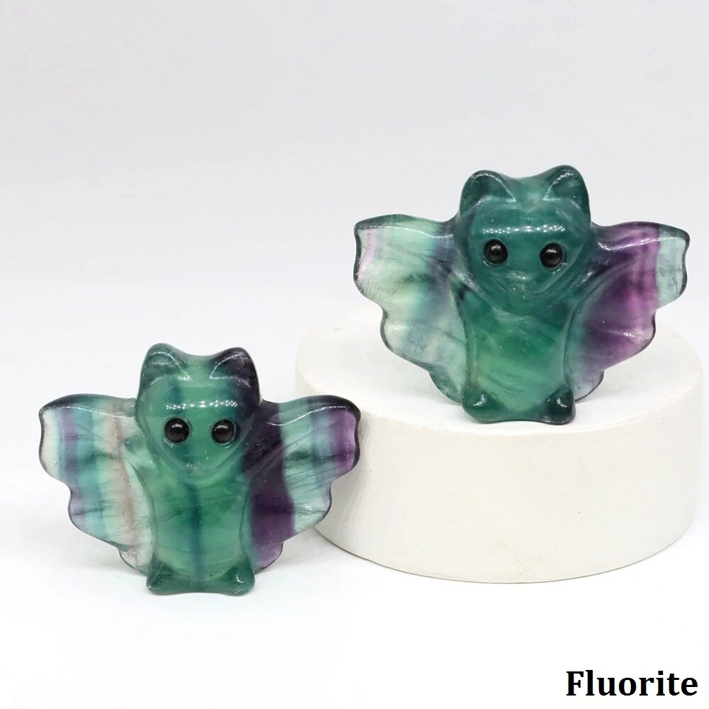 Мини-статуэтка летучей мыши из камня 1.5", для дома 1pc, Fluorite