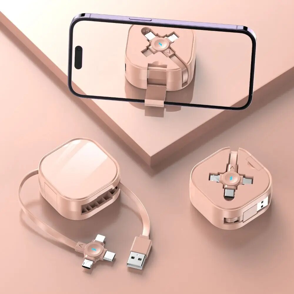 Кабель 3 в 1 розовый для смартфонов