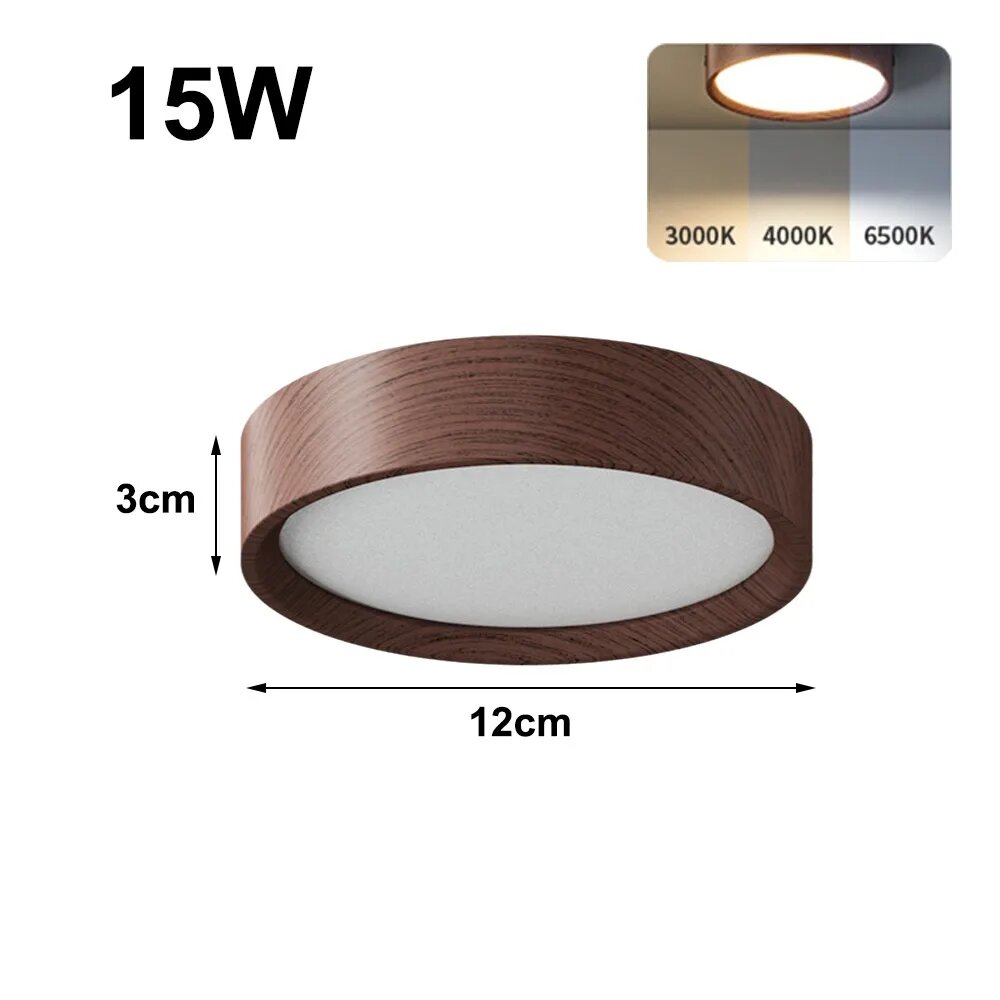 Потолочный светильник LED с текстурой дерева 7W 12W 15W 24W 15W-Dia 12cm-