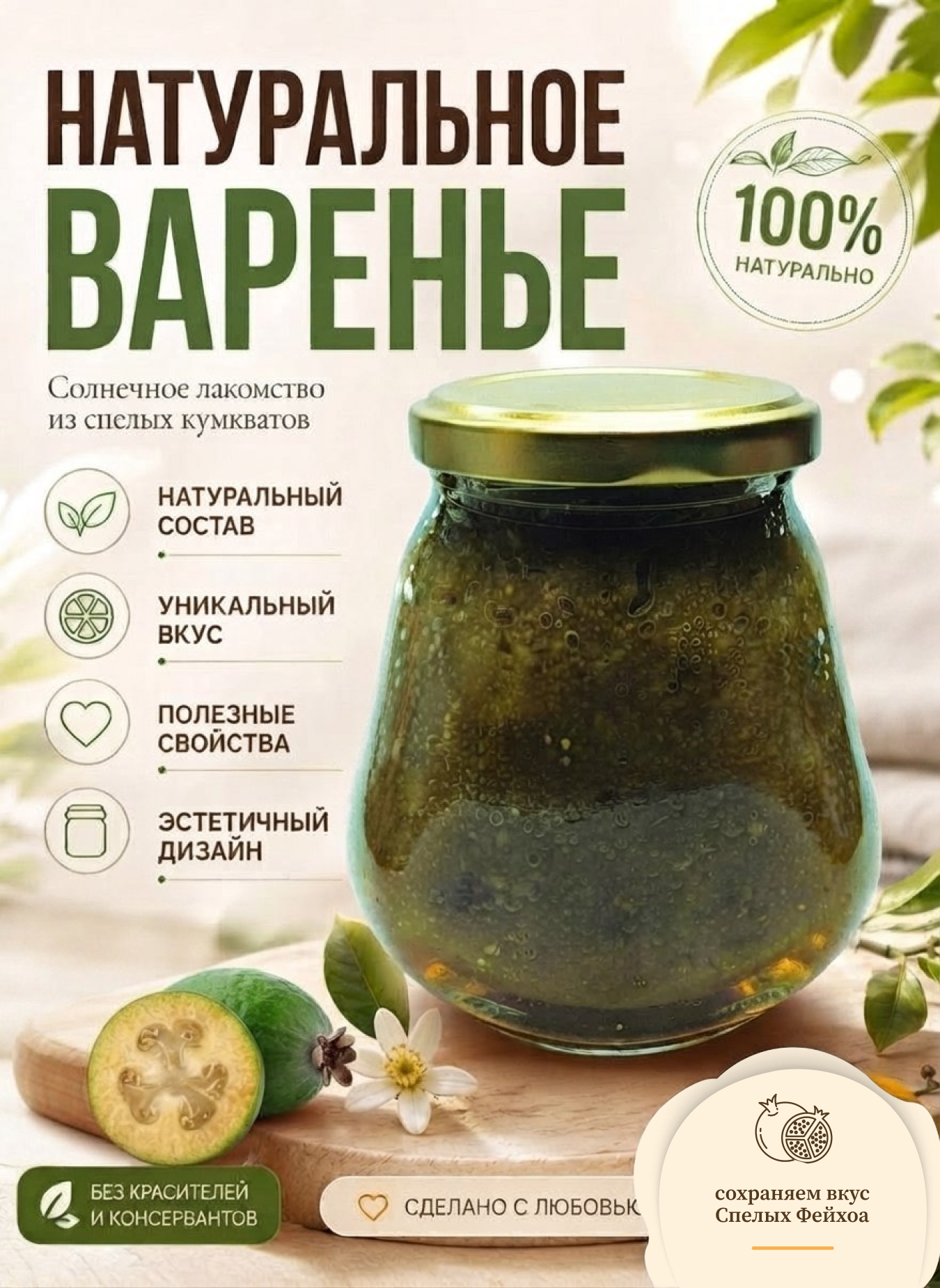 Варенье Фейхоа Натуральный витаминный микс 360г