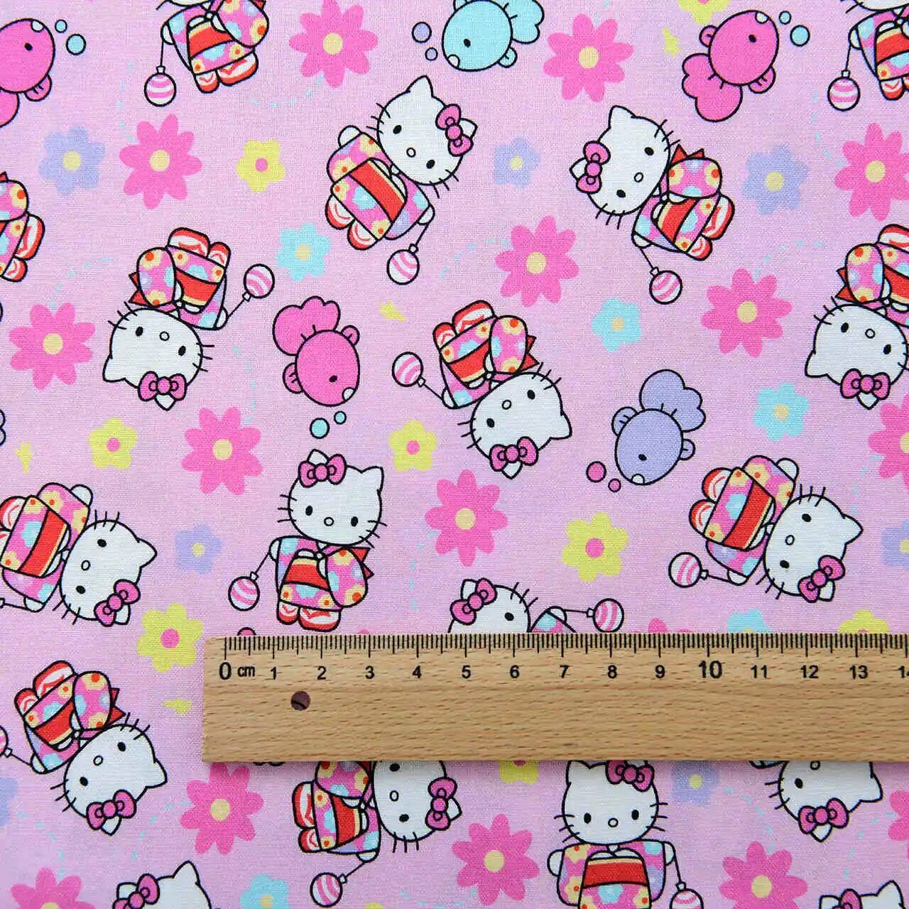 MINISO Хлопковая ткань Hello Kitty для шитья Розовый, 34