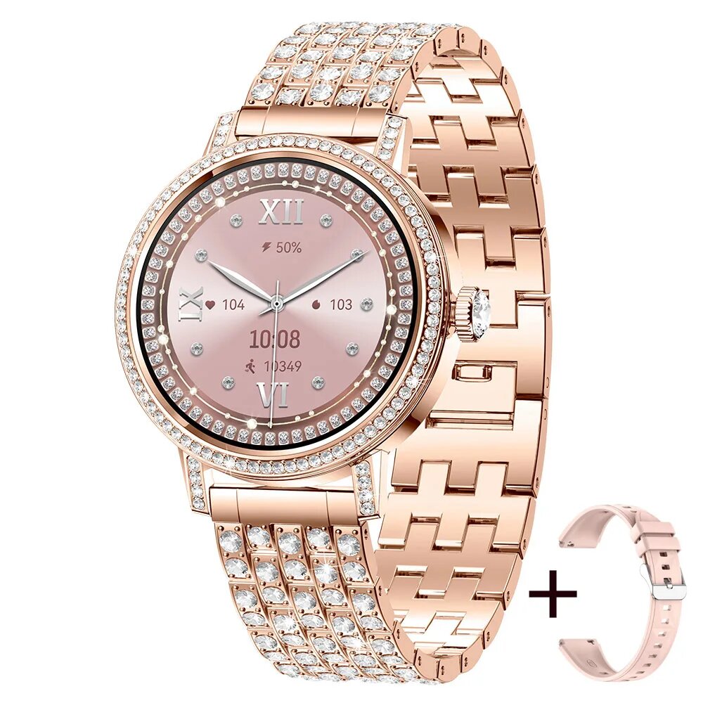 Smartwatch Luxury Bluetooth Women's 2026 Розовый, I229-Gold Steel